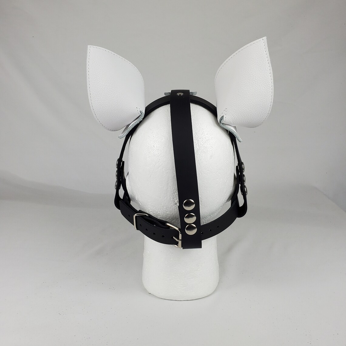 White Leather Open Face Pup Play Hood - Etsy
