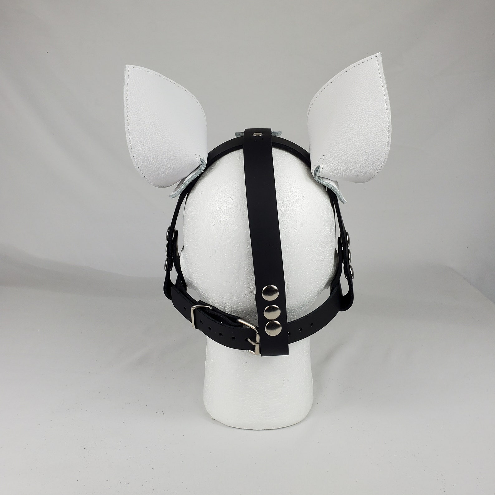 White Leather Open Face Pup Play Hood - Etsy