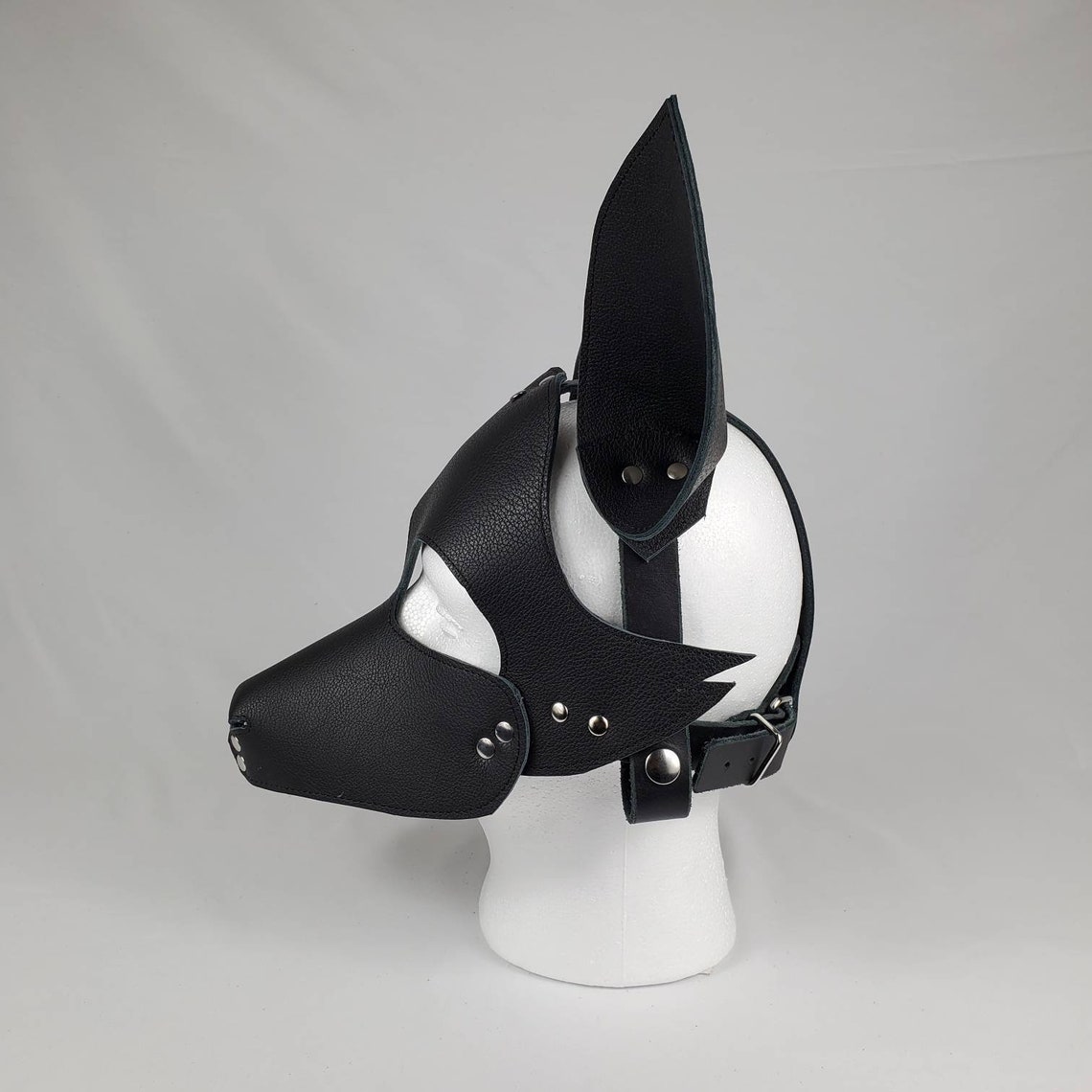 Black Leather Fox Pet Play Hood | Etsy