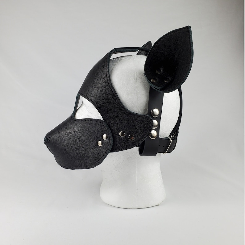 Black Leather Pup Play Hood - Etsy