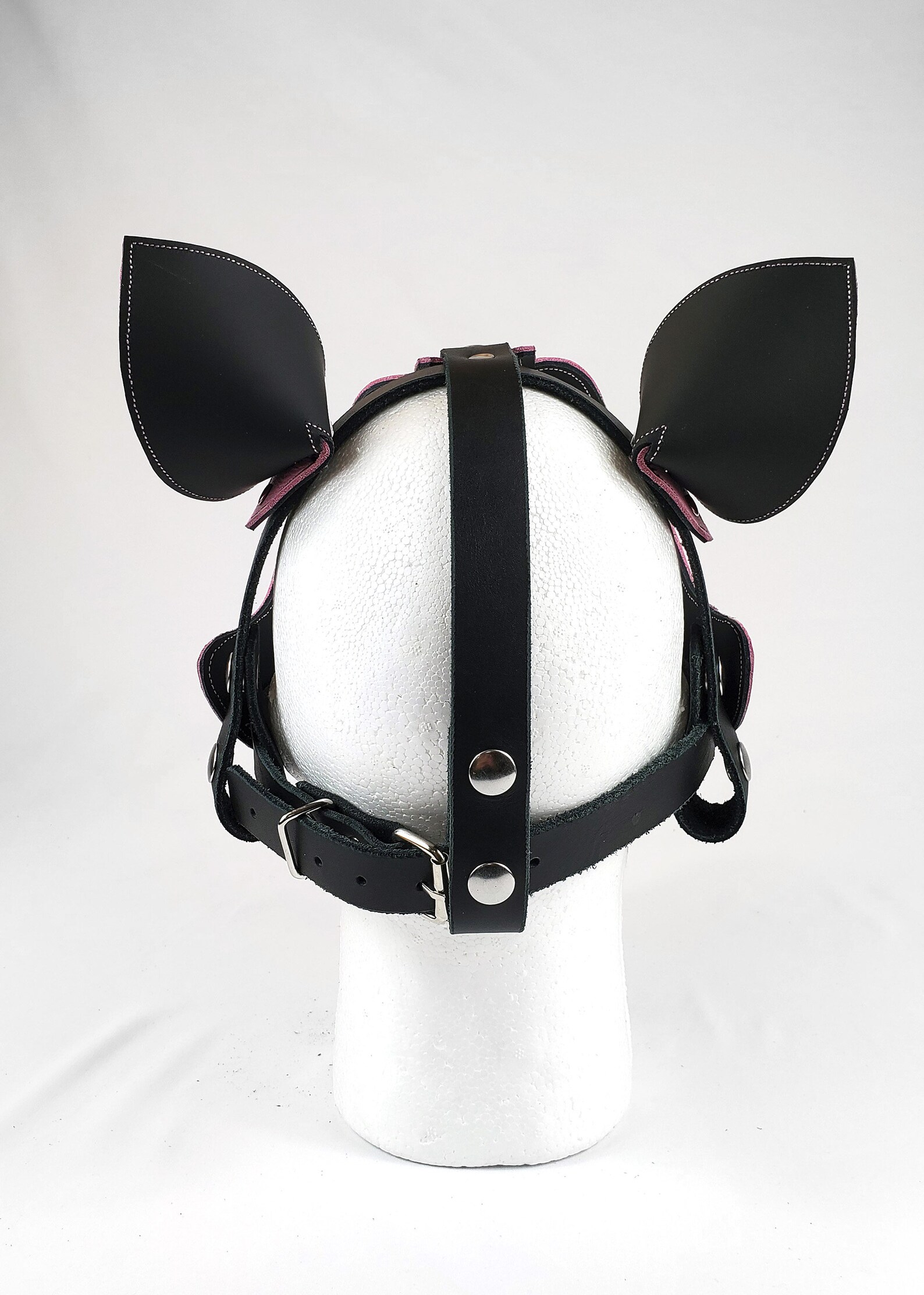 Pink Leather Pup Play Hood With Pink or Black Ears - Etsy
