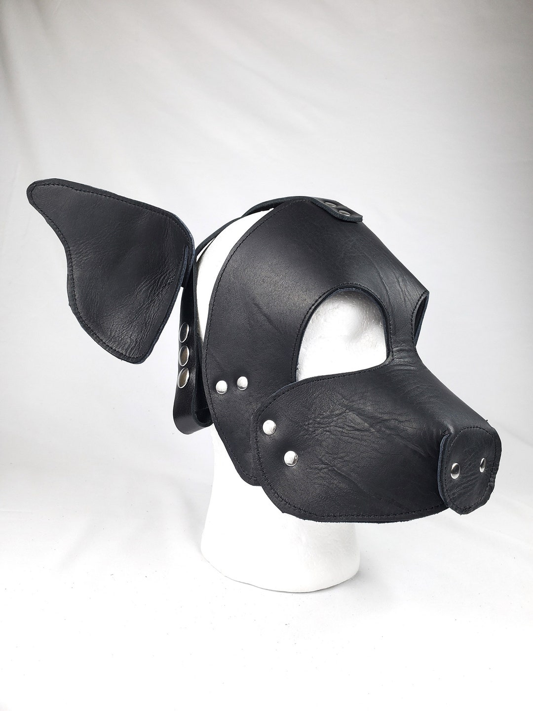 Black Leather Pig Hood - Etsy