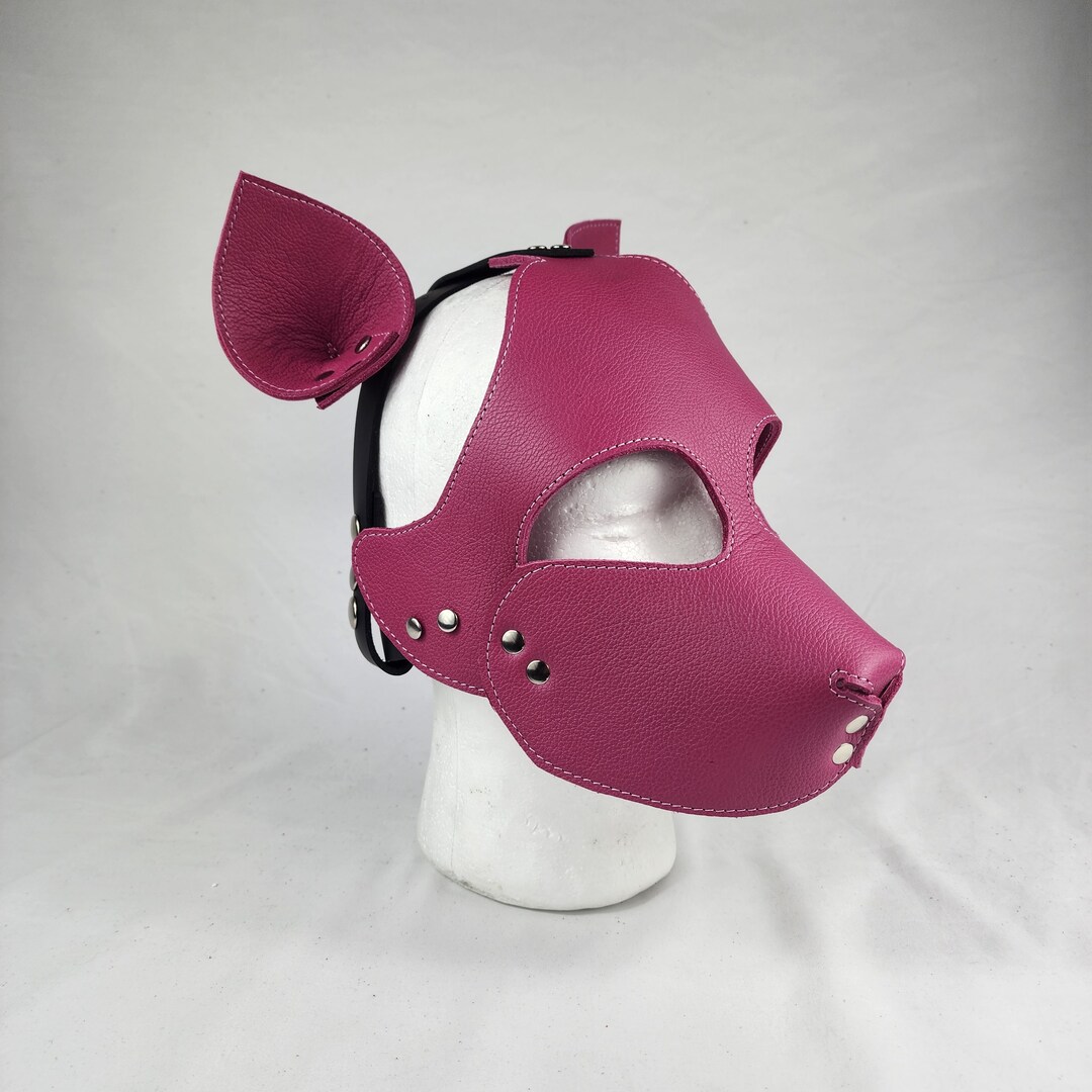 Hot Pink Leather Pup Play Hood - Etsy