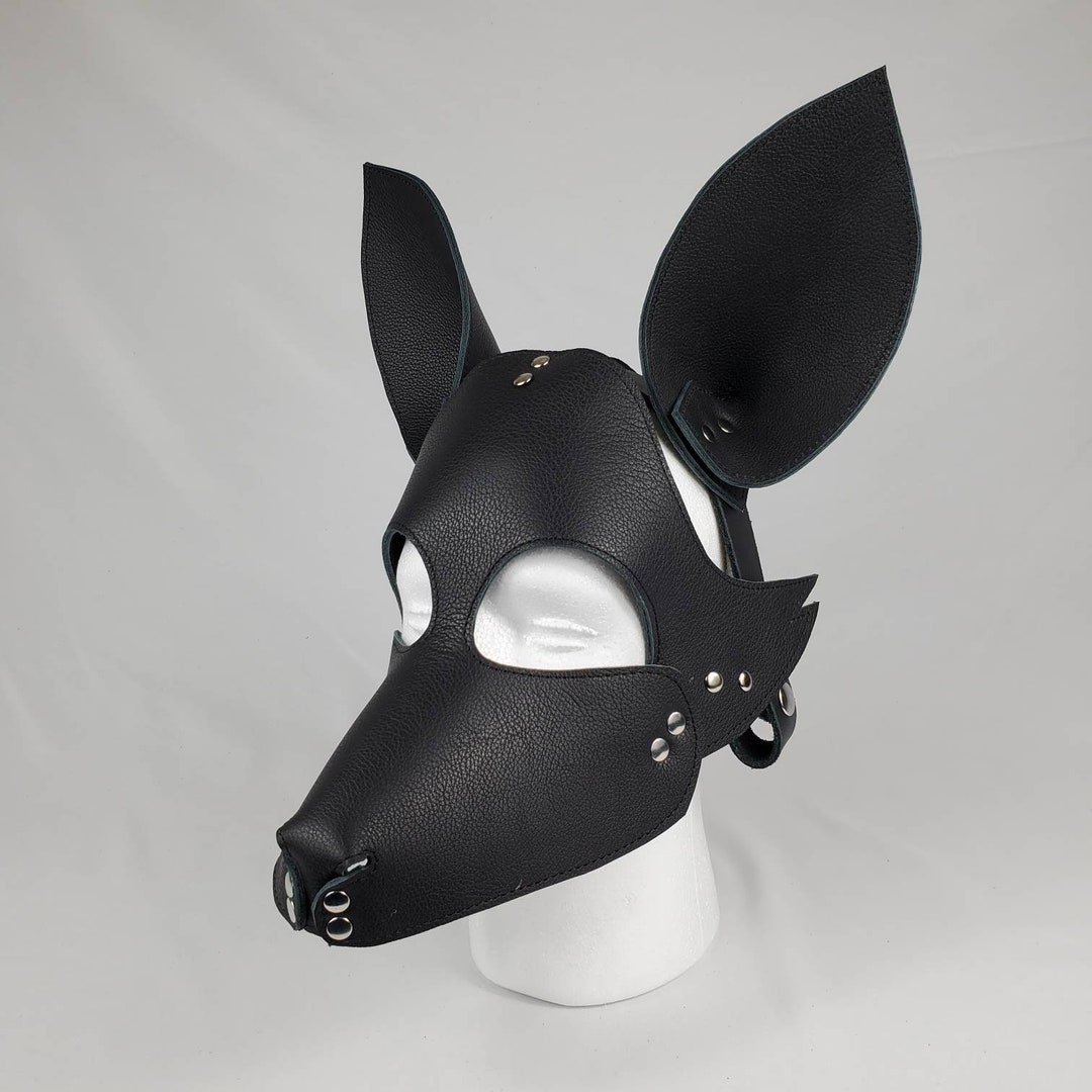 Black Leather Fox Pet Play Hood - Etsy