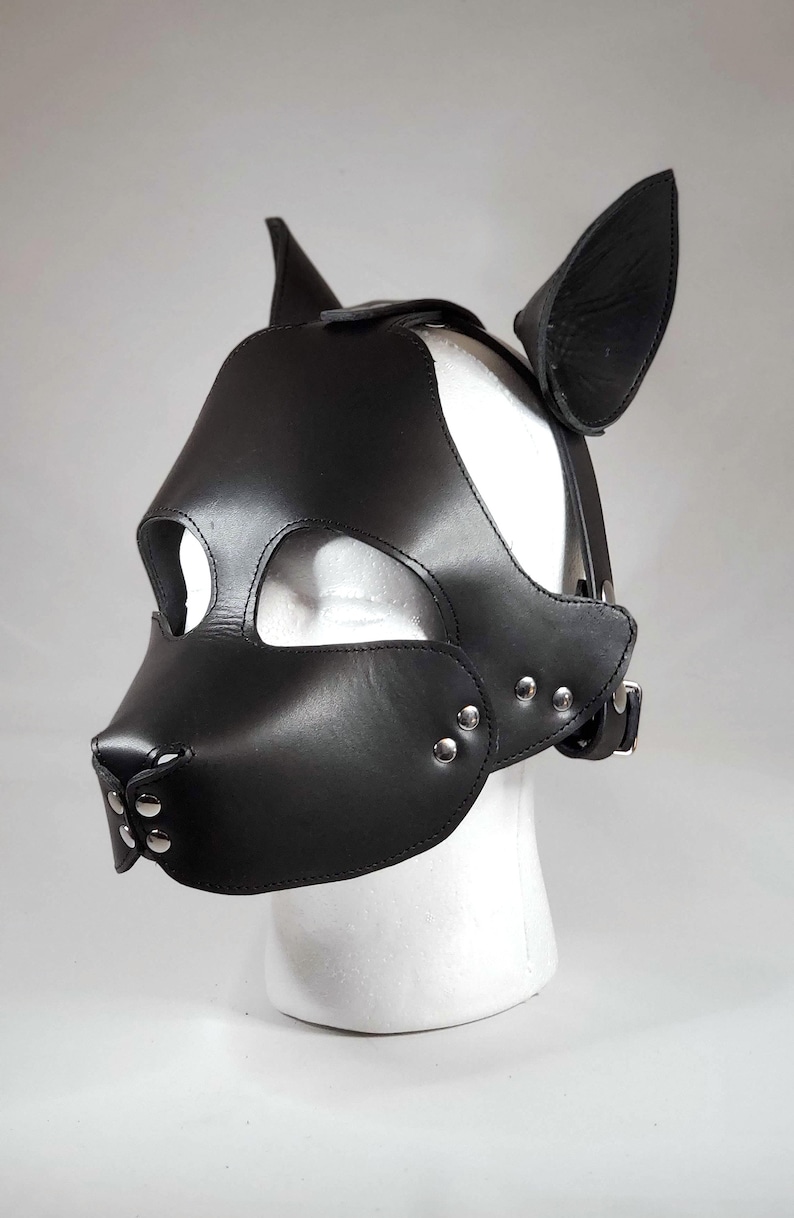Black Leather Pup Play Hood | Etsy