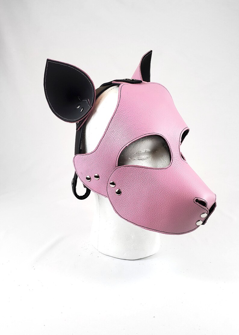 Pink Leather Pup Play Hood with Pink or Black ears | Etsy