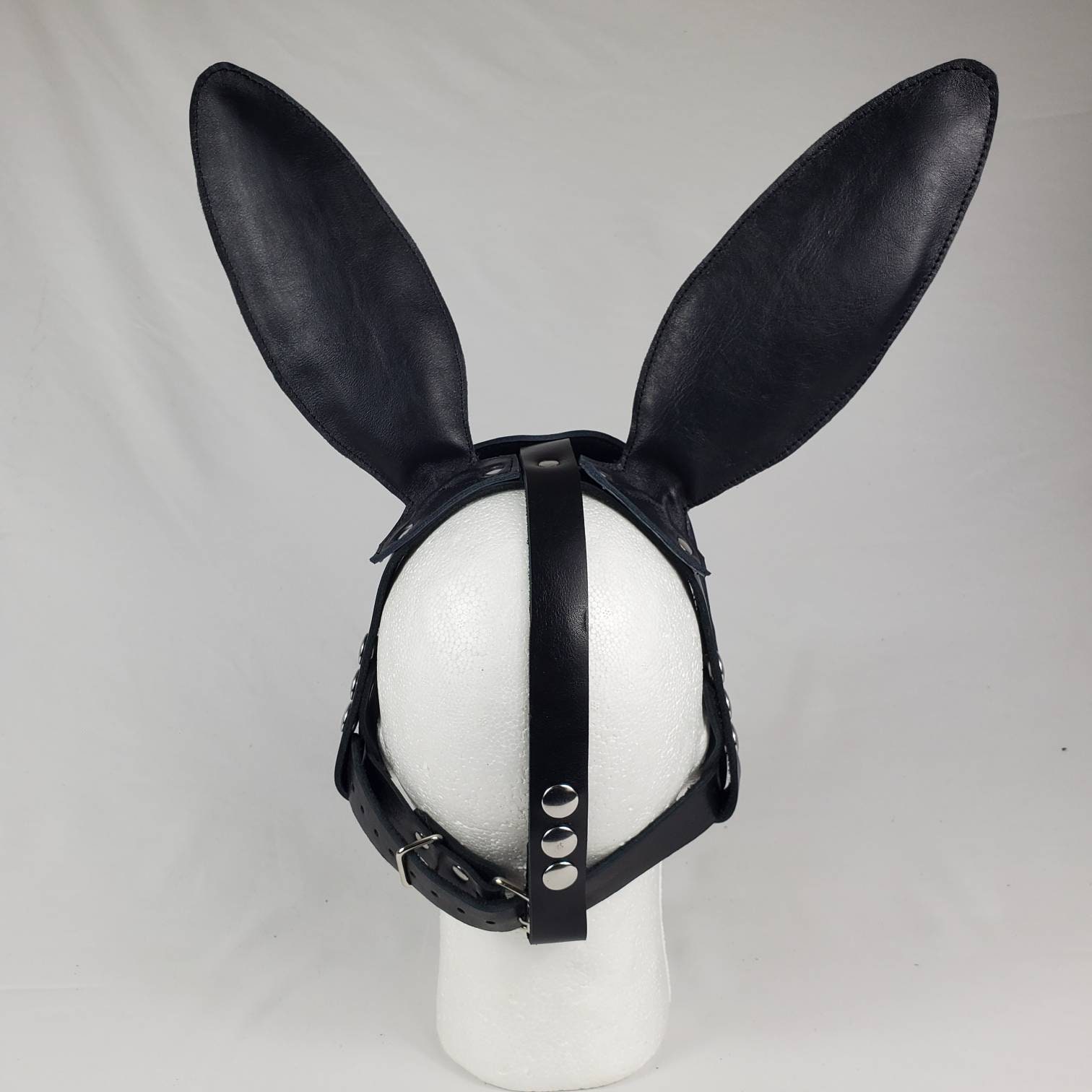 Black Leather Bunny Rabbit Pet Play Hood With Pink Stitching - Etsy