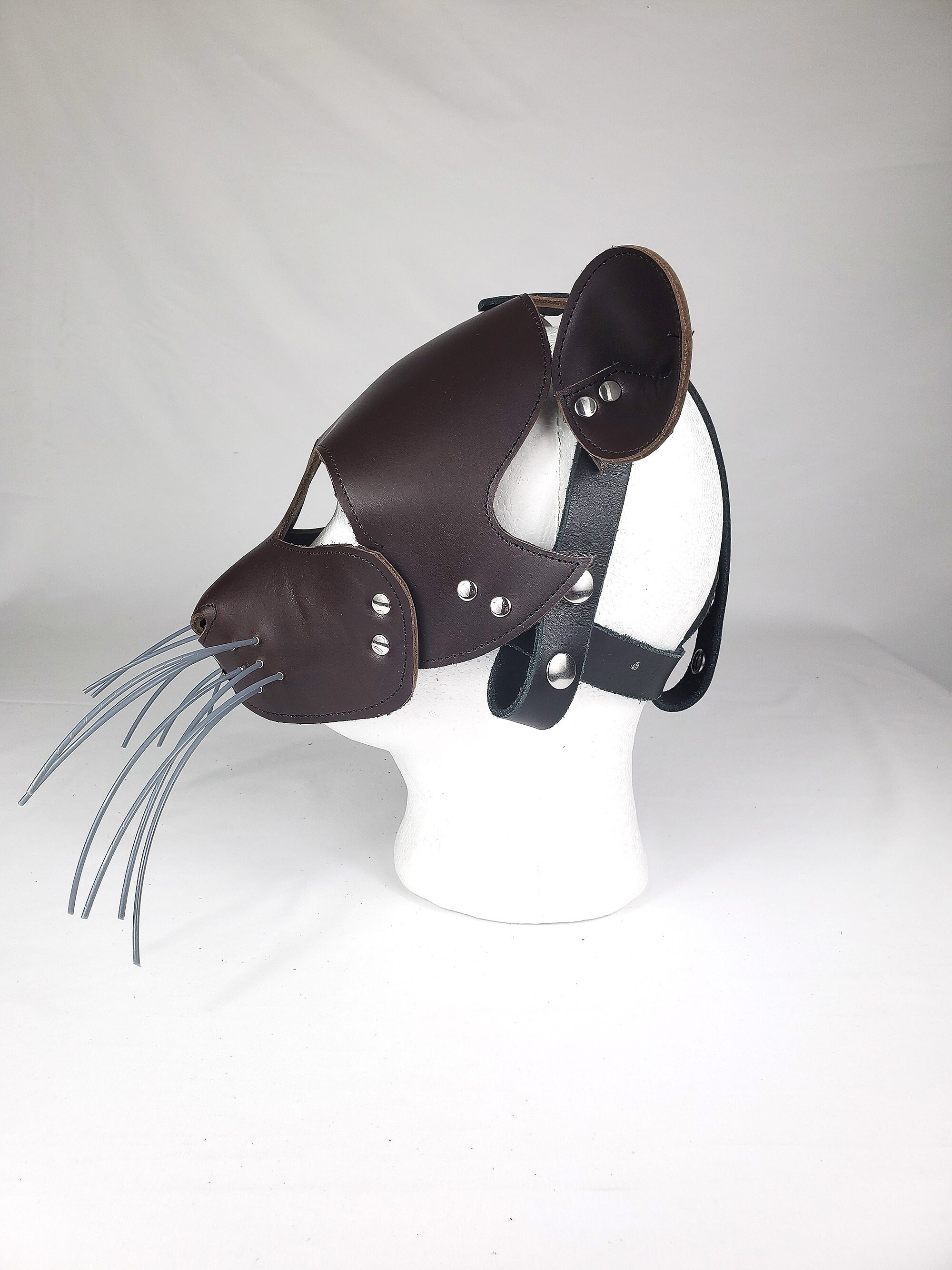 Brown Leather Cat/big Cat Lioness Pet Play Hood | Etsy