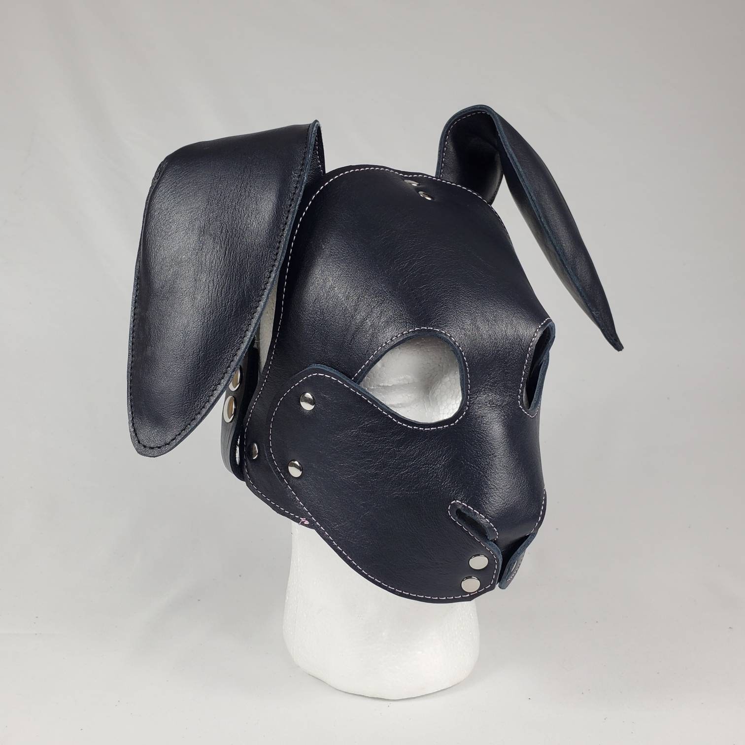 Black Leather Bunny Rabbit Pet Play Hood With Pink Stitching - Etsy