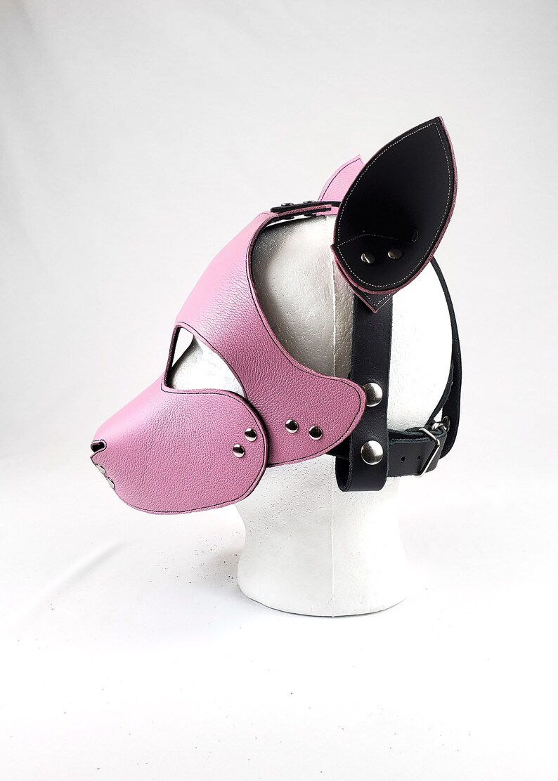 Pink Leather Pup Play Hood with Pink or Black ears | Etsy