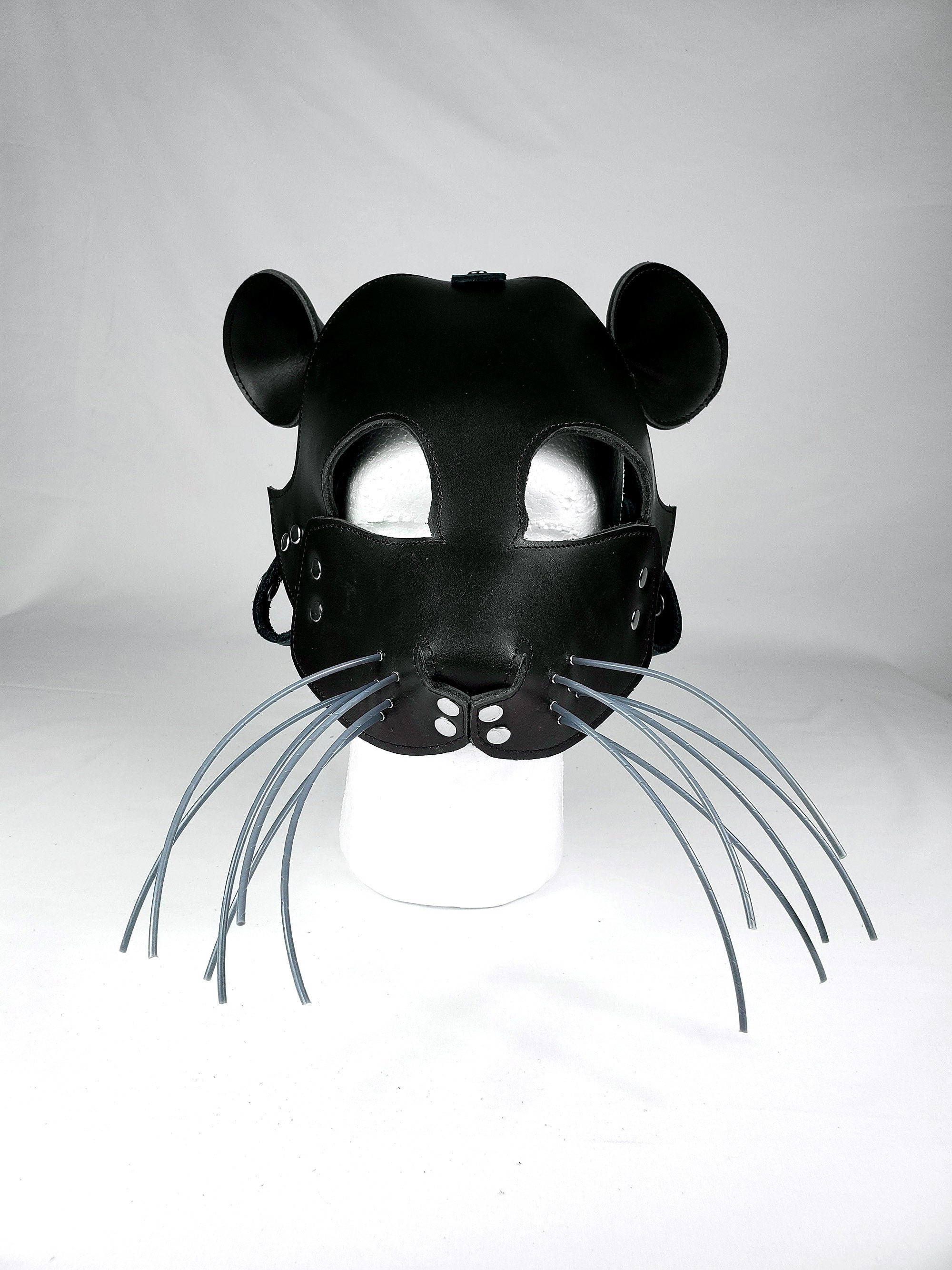 Black Leather Cat/big Cat Lioness Pet Play Hood - Etsy
