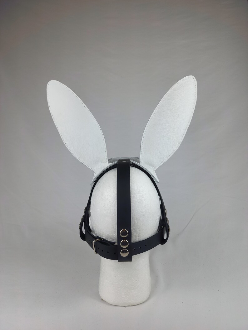White Leather Bunny Rabbit Pet Play Hood With White Stitching - Etsy