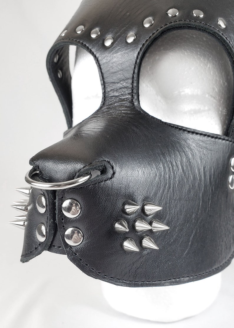 Heavy Metal Black Leather Pup Play Hood - Etsy Australia