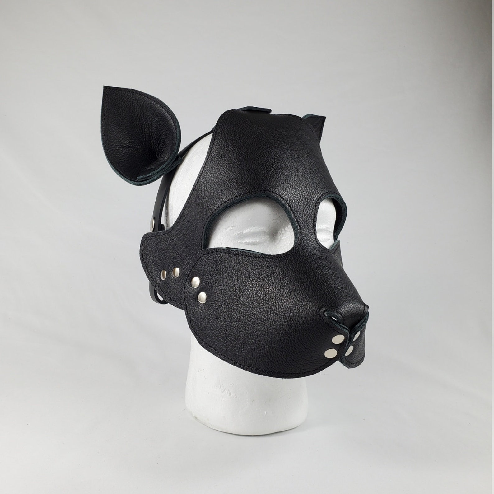 Black Leather Pup Play Hood - Etsy