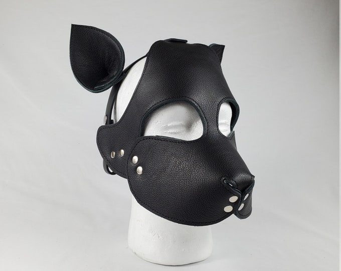 Black Leather Pup Play Hood - Etsy