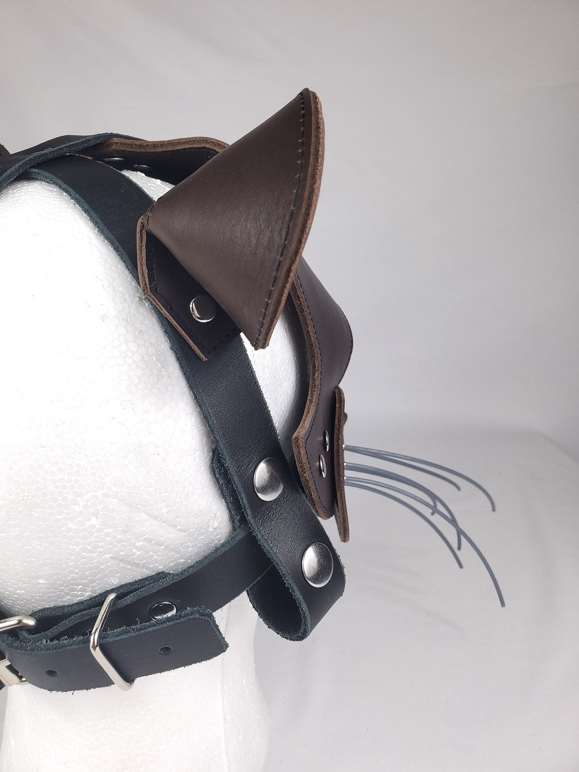 Brown Leather Cat/big Cat Lioness Pet Play Hood | Etsy
