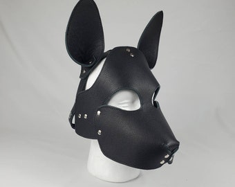 Black Leather Pup Play Hood | Etsy