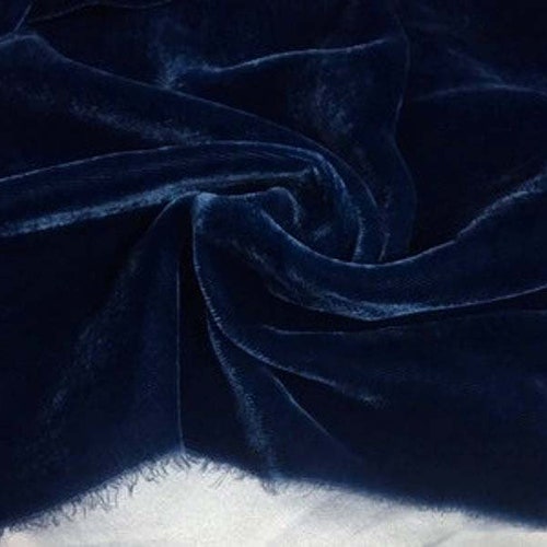 Midnight Blue Silk Velvet Fabric by the Yard - Etsy