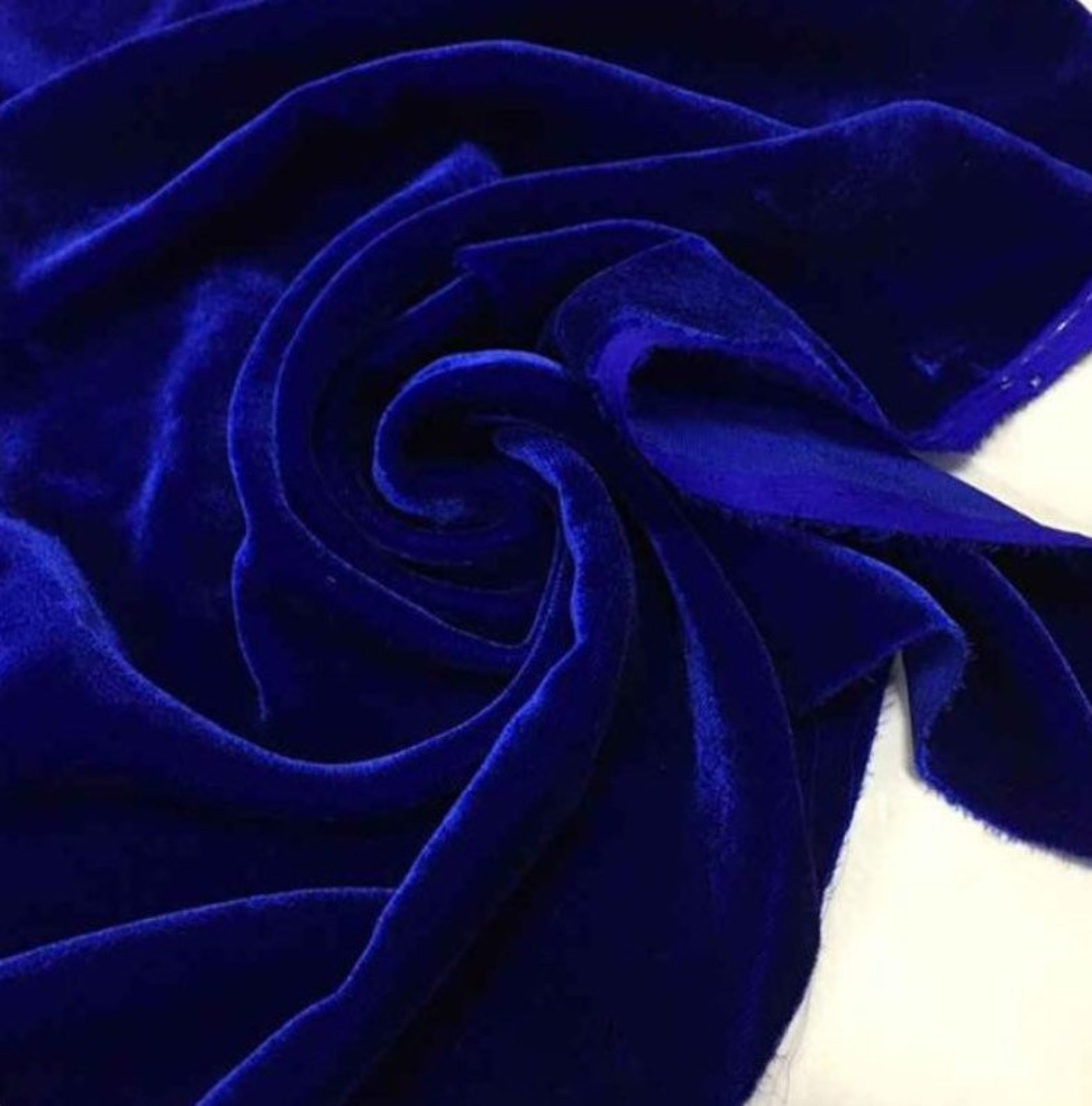 Royal Blue Pure Silk Velvet Fabric, Luxury Silk Velvet Fabric for Skirt ...