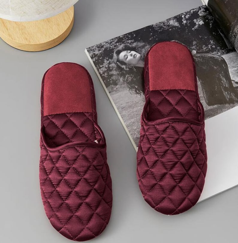 Indoor Silk Slippers, Soft Mulberry Silk Slippers, Suede Bottom Non ...