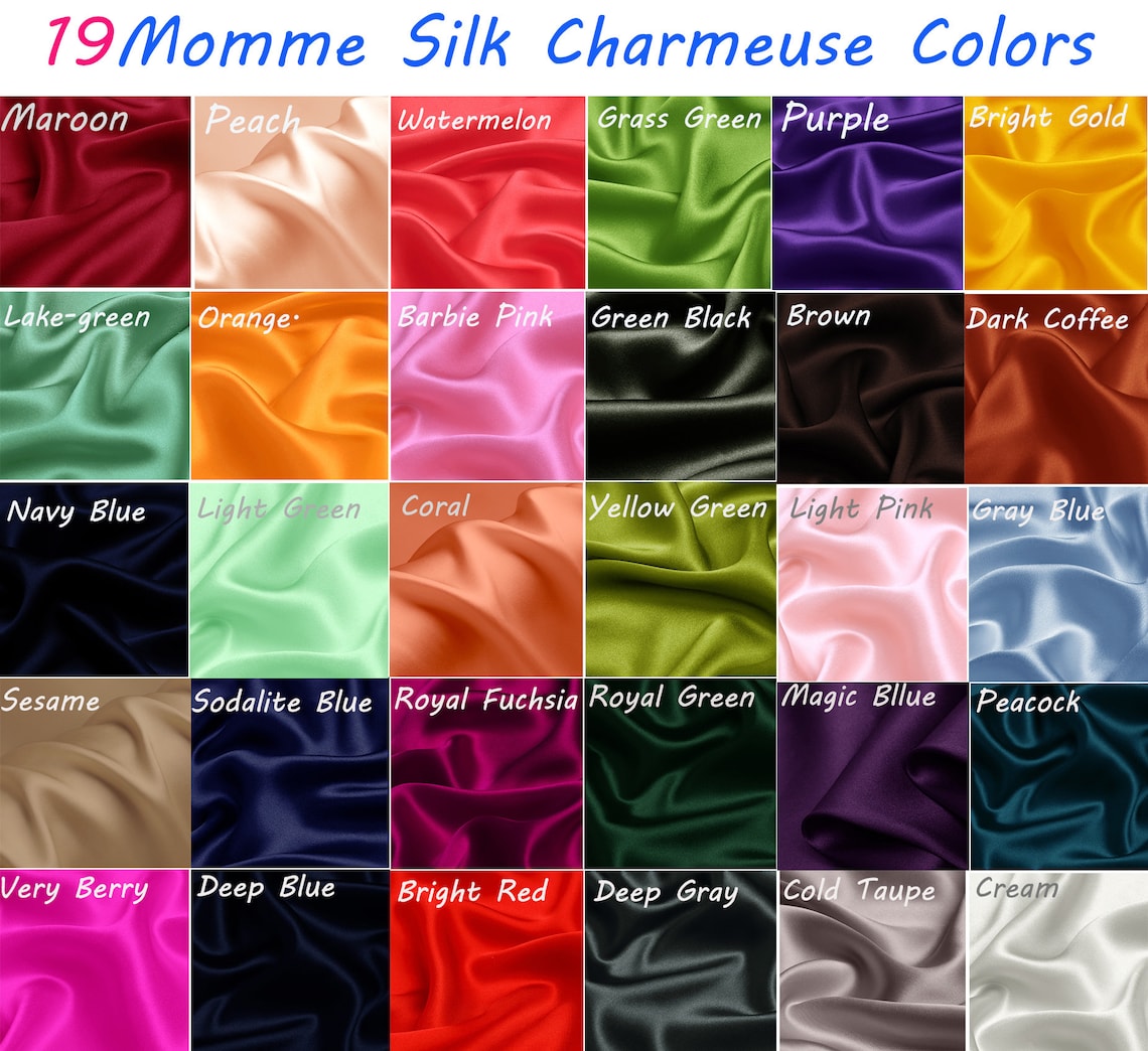 100% seda charmeuse tela de satén 19mm colores sólidos para | Etsy