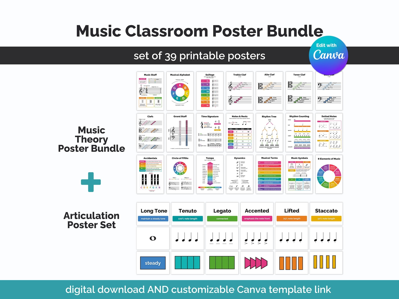 Music Classroom Poster Bundle / Printable Music Theory Posters ...