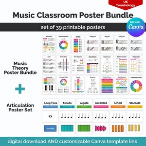 UK Terminology Music Classroom Poster Bundle / Printable Music Theory ...