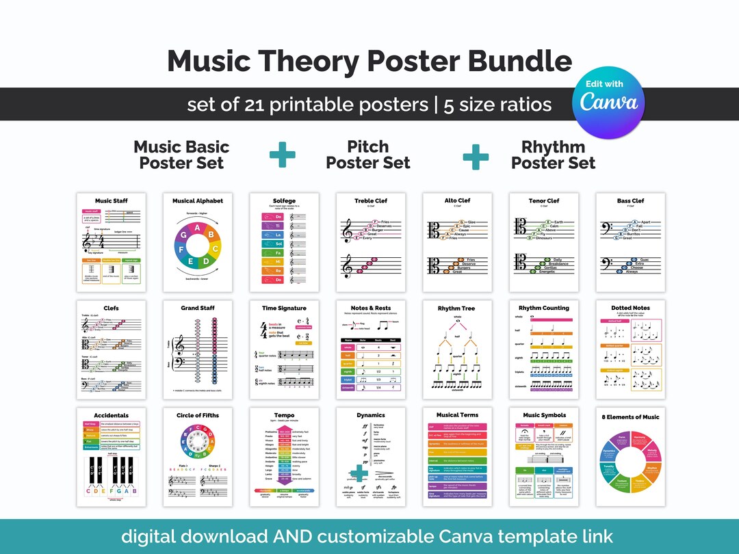 Music Theory Poster Bundle / Printable Music Theory Posters / Digital ...