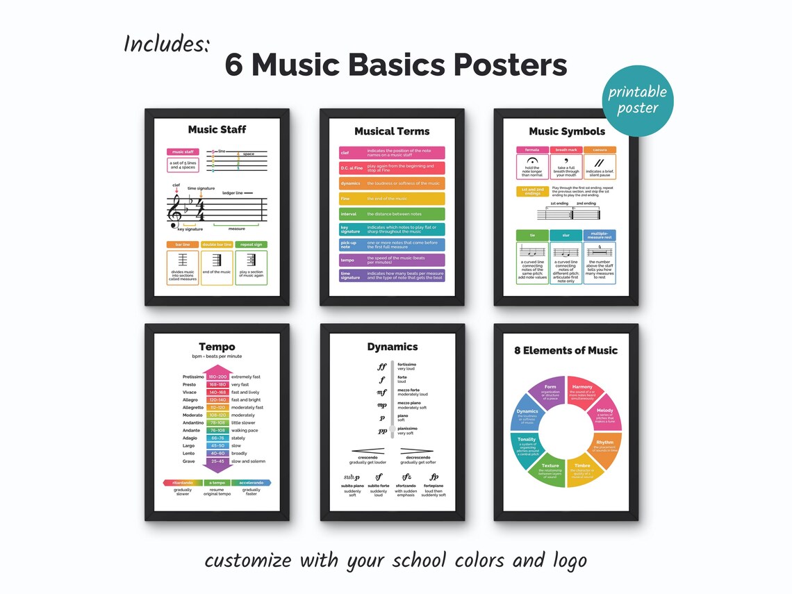 Music Theory Poster Bundle / Printable Music Theory Posters / Digital ...