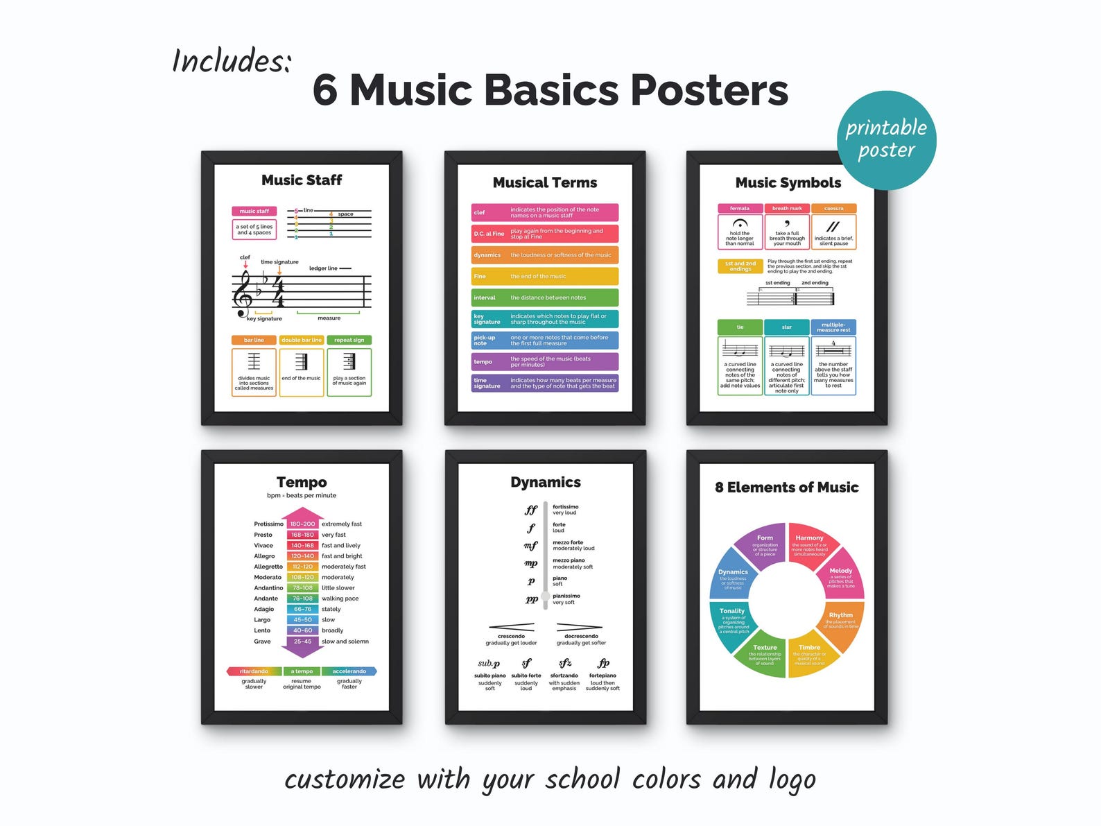 Music Classroom Poster Bundle / Printable Music Theory Posters ...