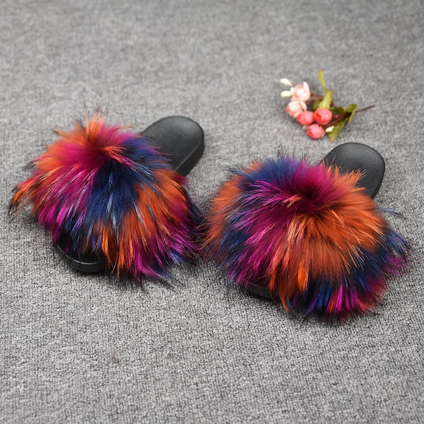 Fur Slides - Etsy
