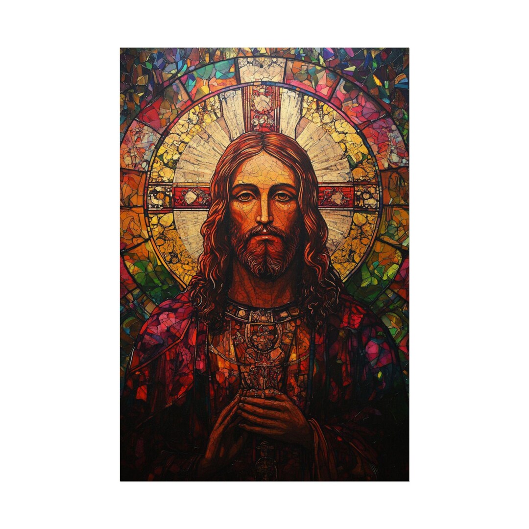 Jesus Poster | Art Print Stained Glass Style | Catholic Christian Home ...