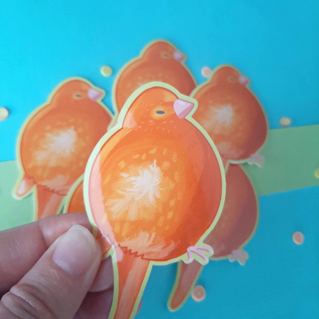 Fat Orange Canary Weatherproof Vinyl Sticker/cute Bird Decals/songbird ...