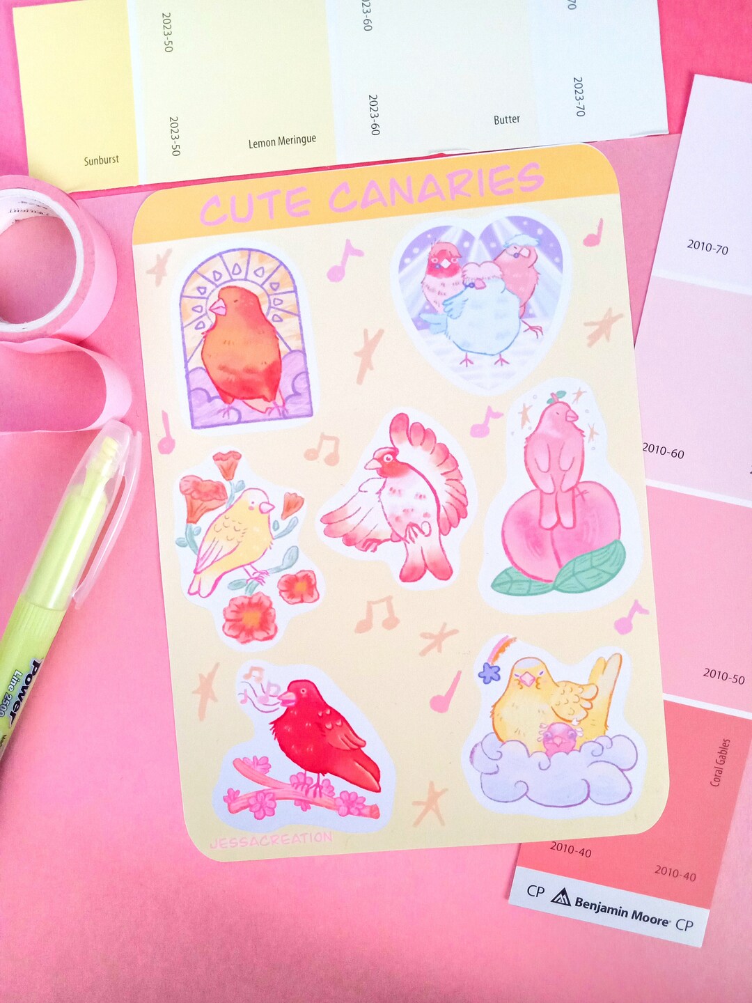 Cute Canaries Matte Vinyl Planner Sticker Sheet - Etsy