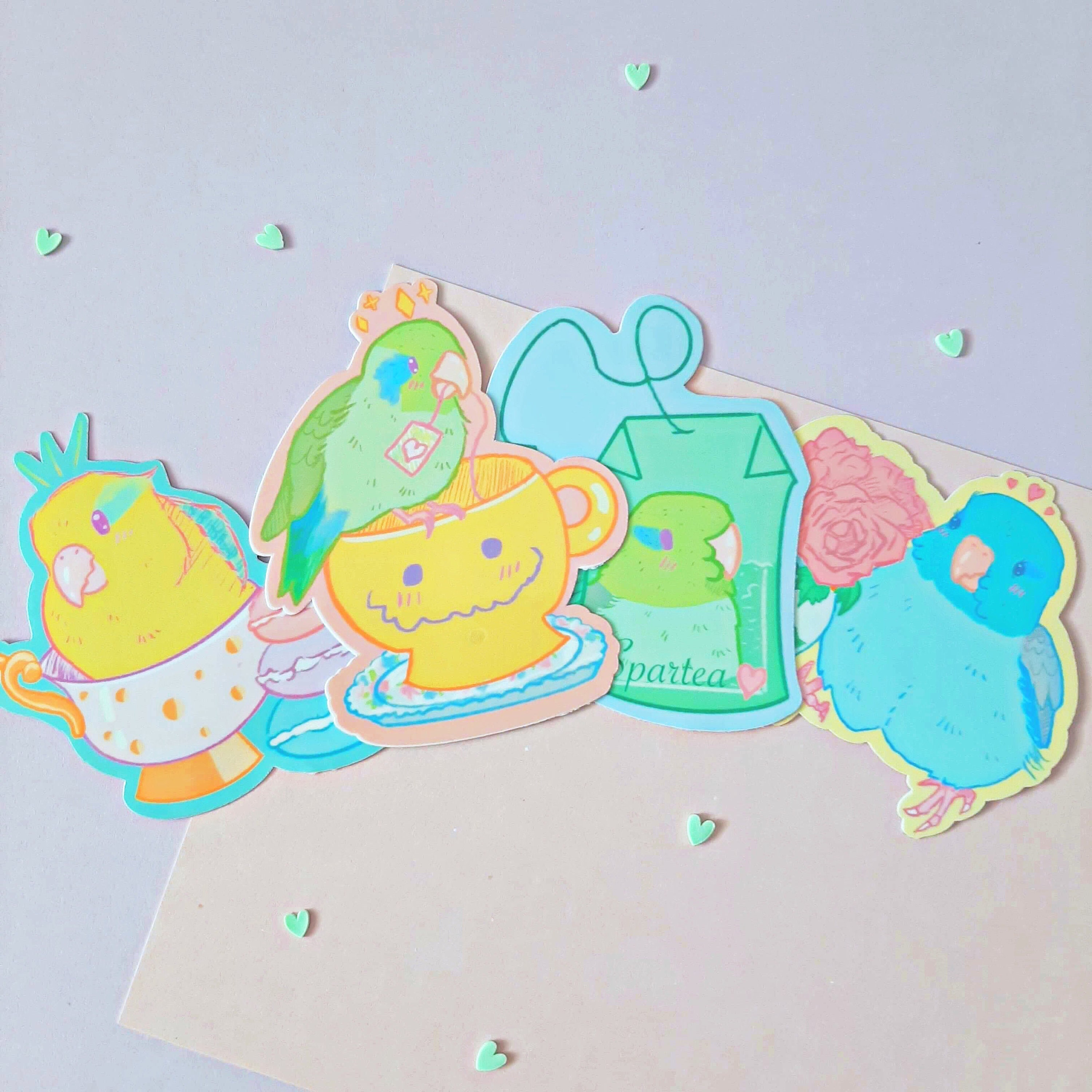 Spar-tea Party Pacific Parrotlet Vinyl Waterproof Bird Stickers - Etsy