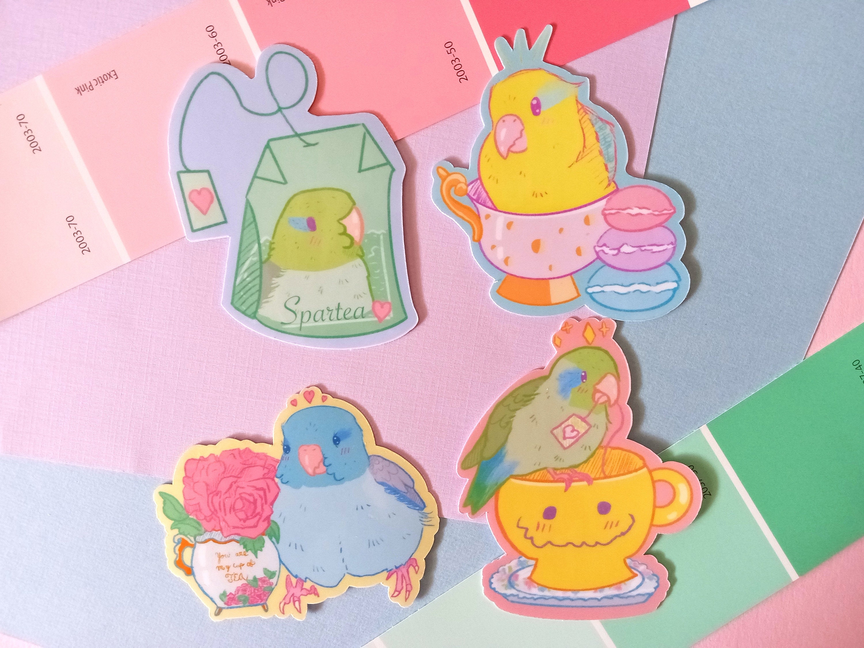 Spar-tea Party Pacific Parrotlet Vinyl Waterproof Bird Stickers - Etsy