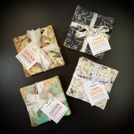 Cloth Drink Coasters Sets of Four 4 Durable and - Etsy