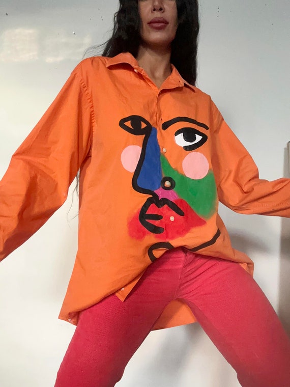 Vintage hand painted button - Gem