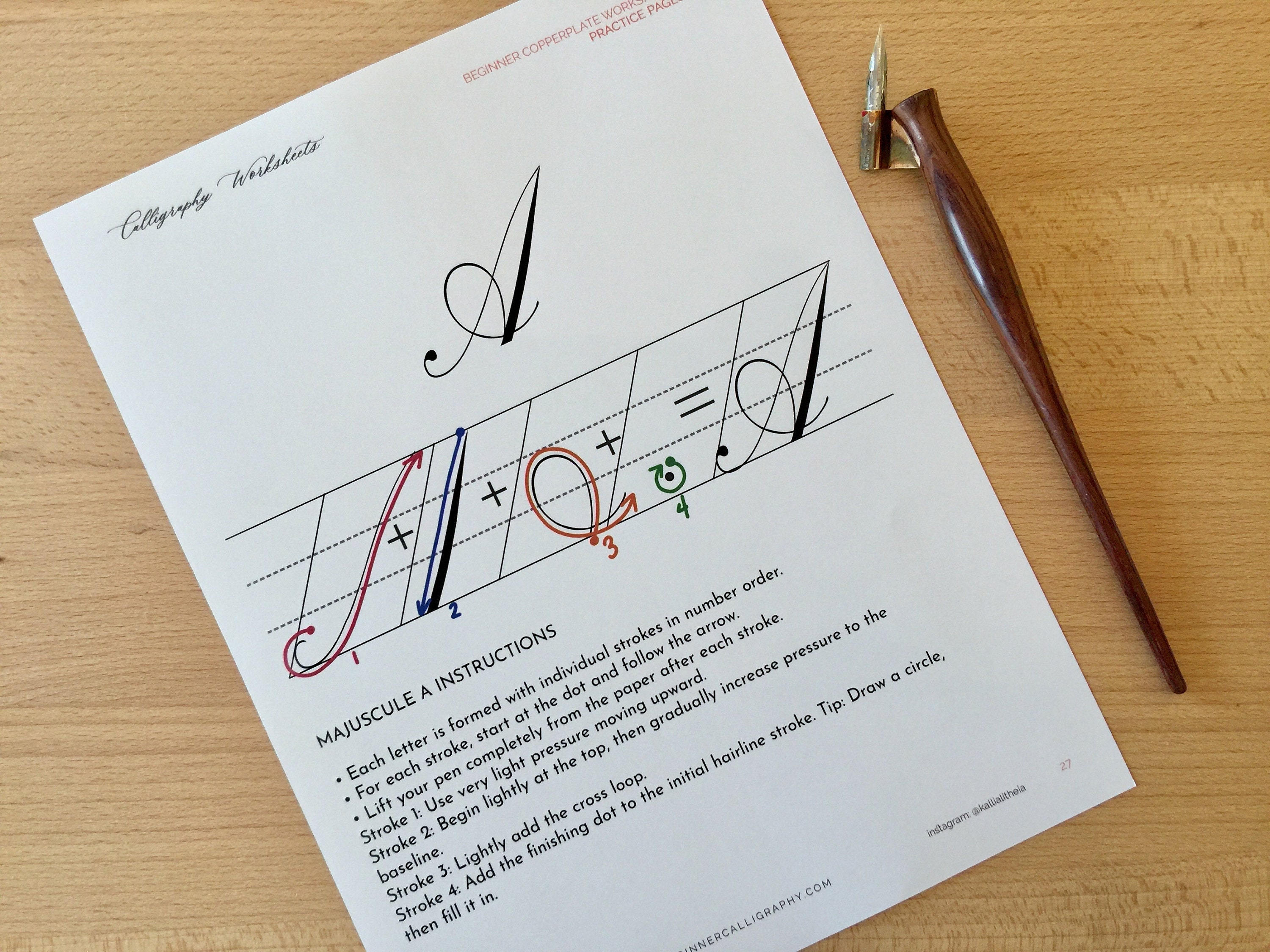 Copperplate Calligraphy Practice Pages Majusculesprintable - Etsy