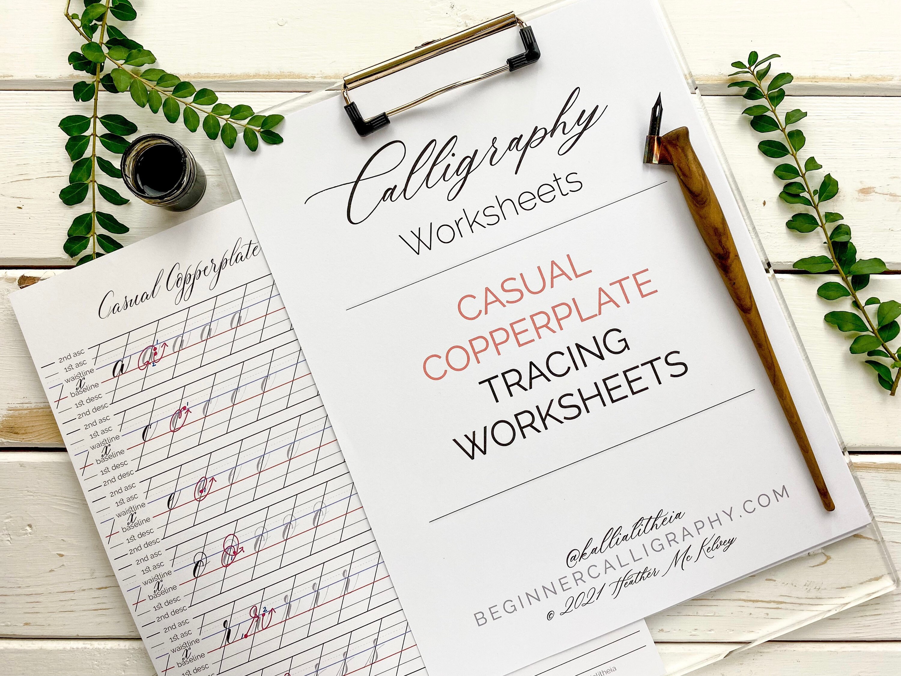 Casual Copperplate Calligraphy Tracing Worksheets Printable - Etsy
