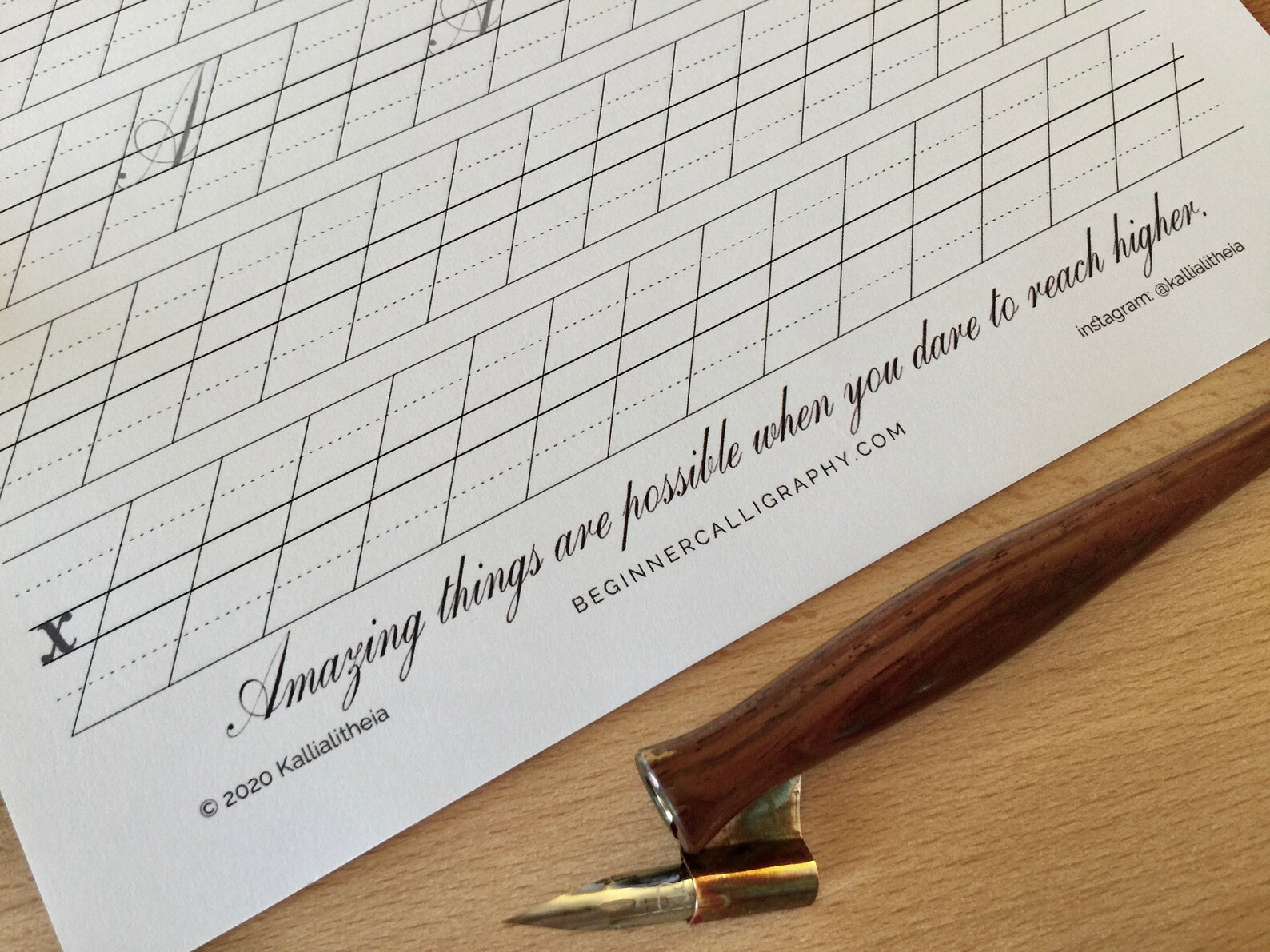 Copperplate Calligraphy Practice Pages Majuscules–printable Workbook ...