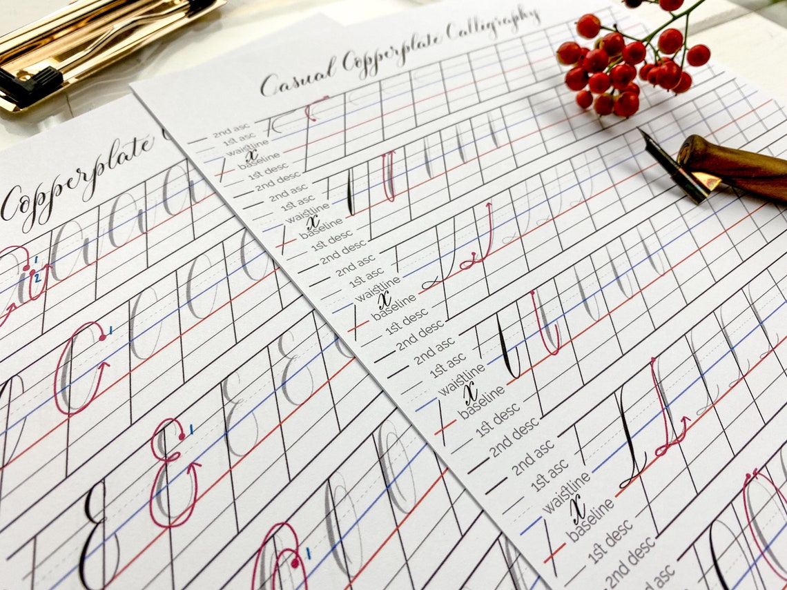 Casual Copperplate Calligraphy Tracing Worksheets Printable | Etsy
