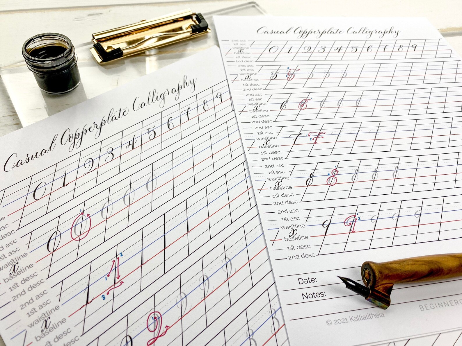Casual Copperplate Calligraphy Tracing Worksheets Printable | Etsy