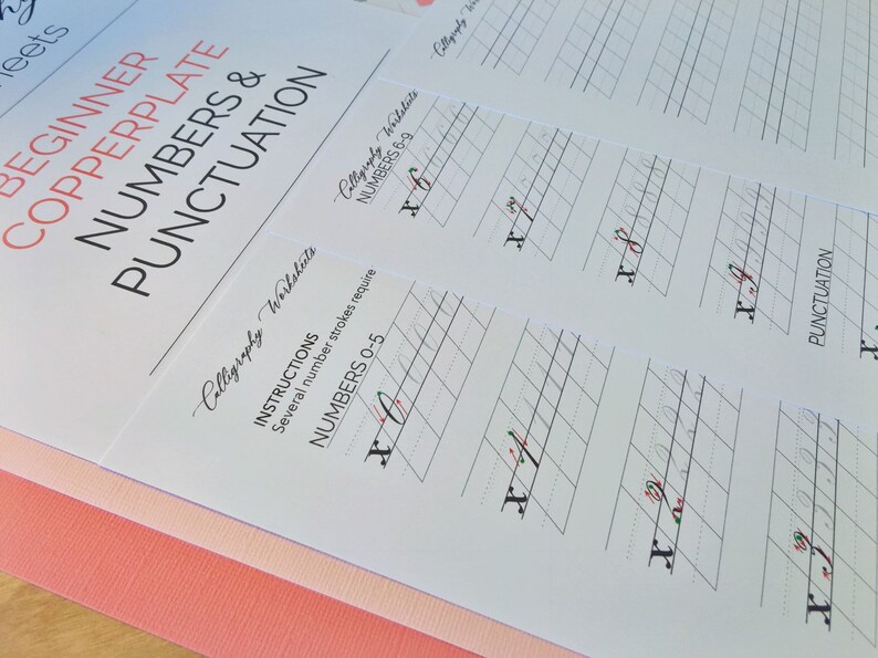 Numbers and Punctuation Calligraphy Worksheets - Calligraphy Practice ...