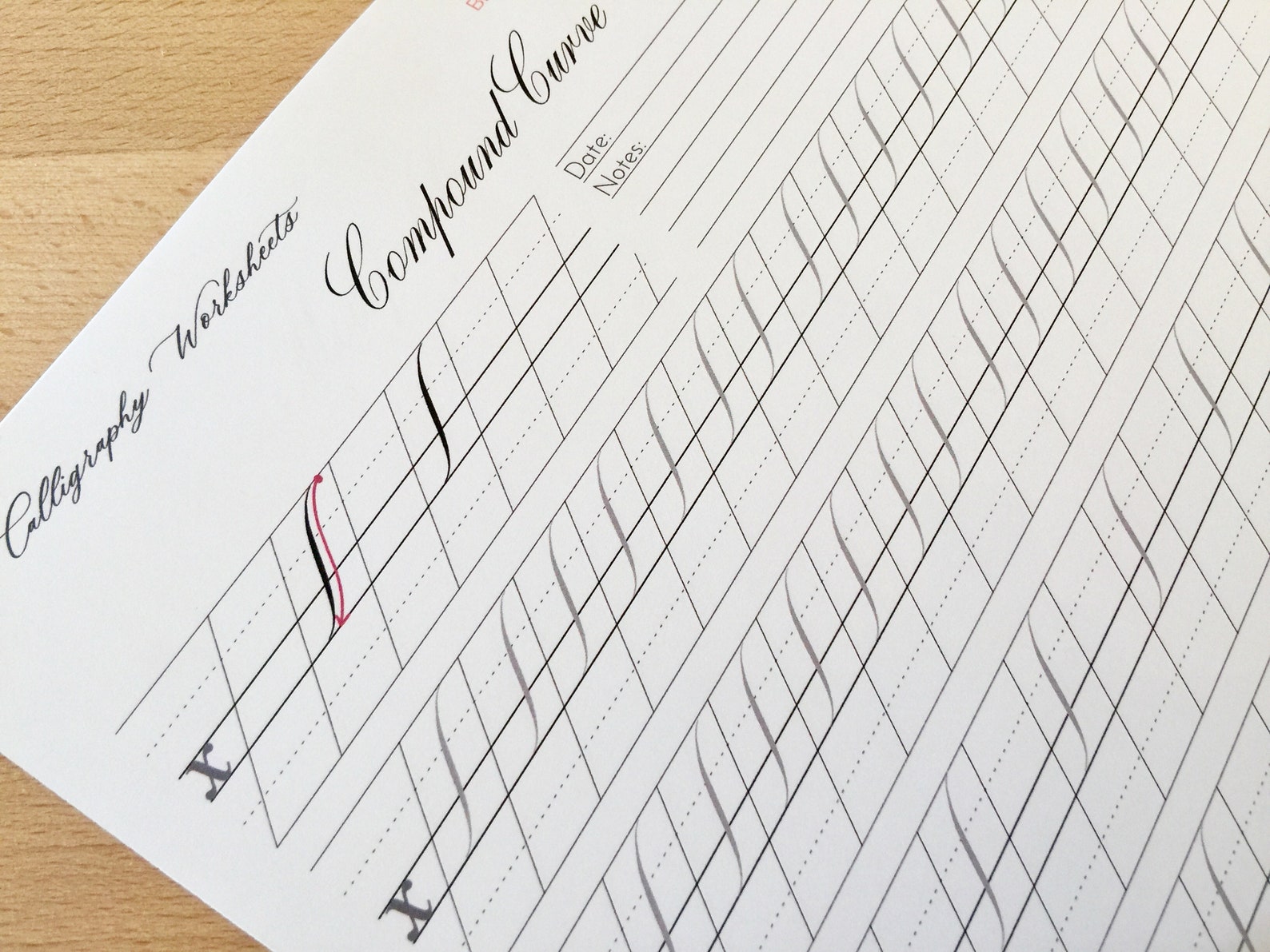 Copperplate Calligraphy Practice Pages Majuscules–printable Workbook ...