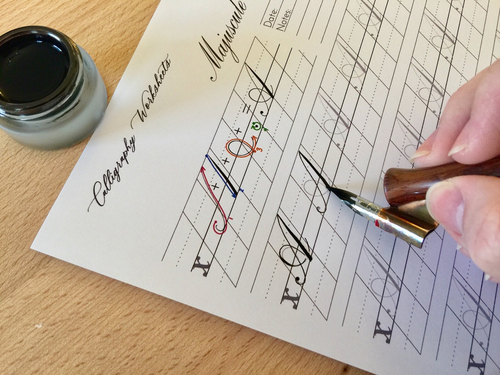 Copperplate Calligraphy Practice Pages Majuscules–printable Workbook ...