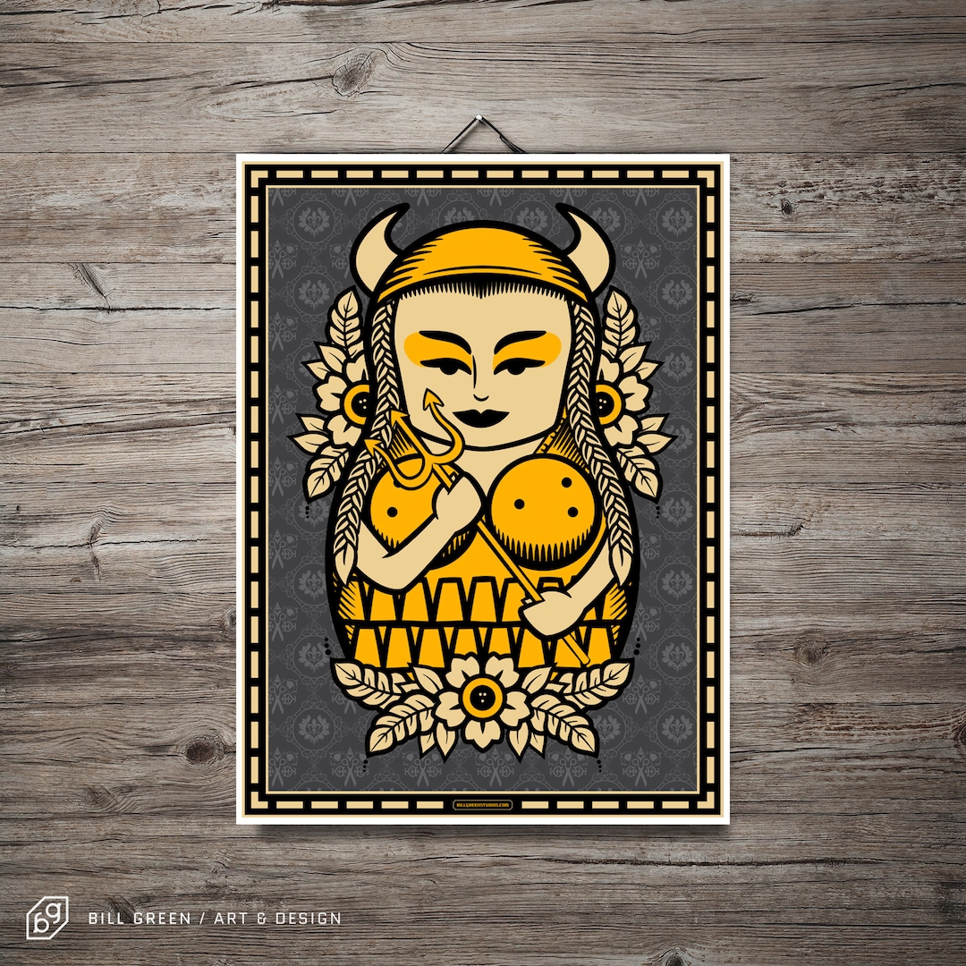 Maude Lebowski Matryoshka Art Print - Big Lebowski Viking Valkyrie ...