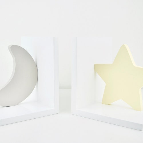 Star and Moon Bookends Star Nursery Decor Moon Book Ends for - Etsy