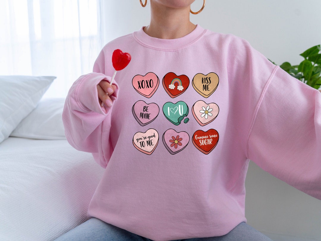 Positive Affirmations Sweatshirt, Candy Heart Hoodie, Valentines Day ...