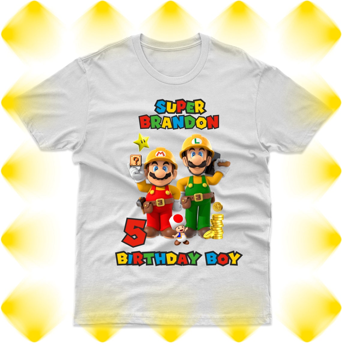 Super Mario Iron on Transfer, Super Mario Personalize DIY Shirt, Super ...